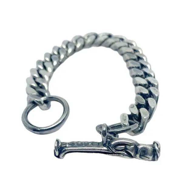 TG-JEWELLERY BY TAMARA GERVASIO Silver / Black Celtic Bird Two Curb Chain Bracelet In Sterling Silver - Silver/black