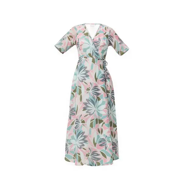 REISTOR Maxi Wrap Dress In Multi Florals - White