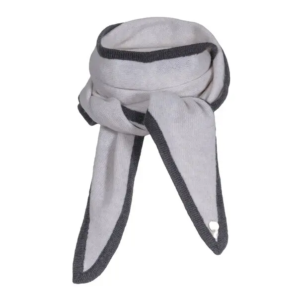TIRILLM Ayla Small Neck Scarf In Soft Pure Cashmere, Chalk - Grey