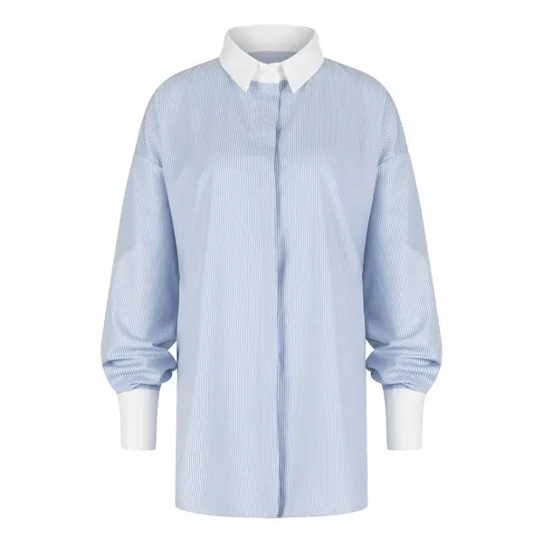 CLOTHES BY LOCKER ROOM Striped Color-block Shirt - Blue