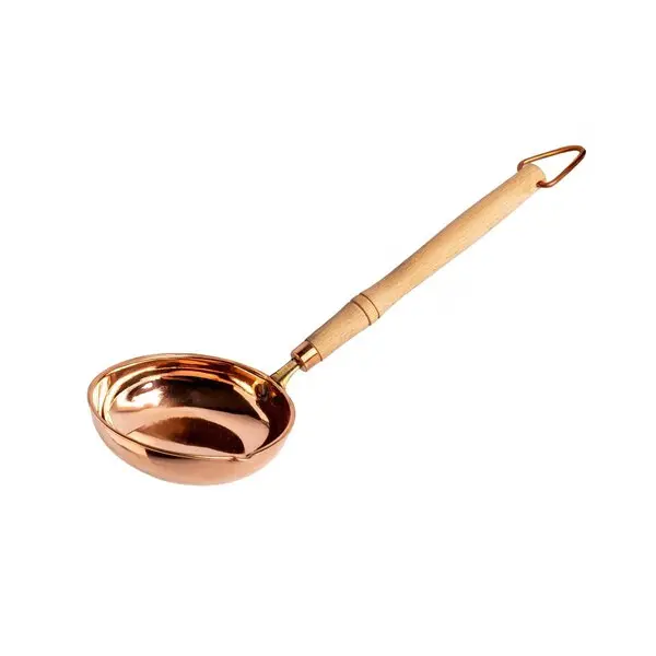 ANATOLIACRAFT Neutrals Solid Copper Ladle With Wooden Handle,serving Utensil - Brown