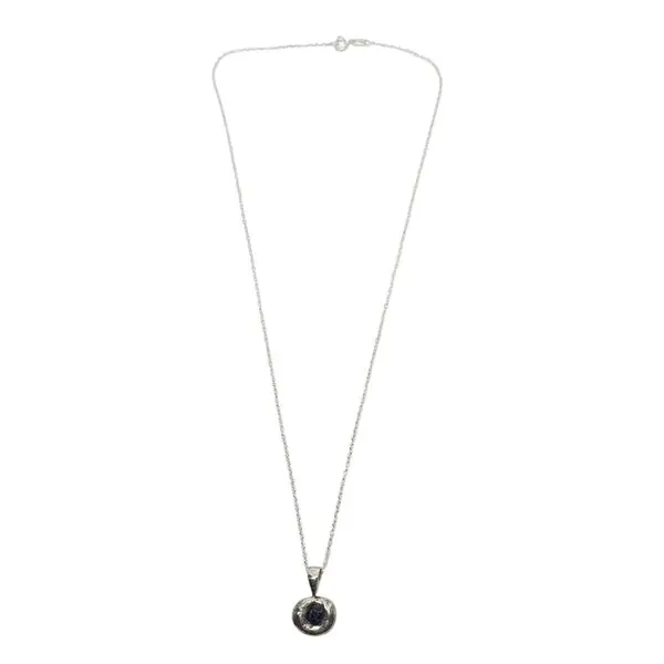 TG-JEWELLERY BY TAMARA GERVASIO Silver / Blue Recycled Molten Silver & Sapphire Necklace – One Of A Kind - Silver/blue