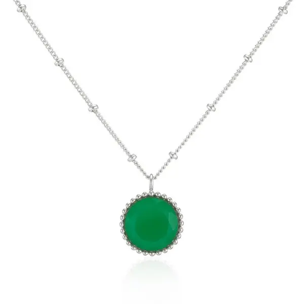 AUREE JEWELLERY Barcelona Silver May Birthstone Necklace Chrysoprase - Green