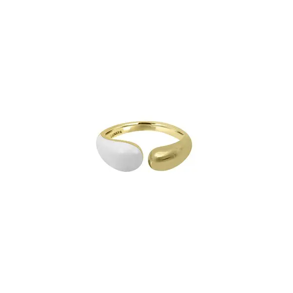 LUNAYA JEWELRY Pebble Pop Adjustable Ring Enamel - White