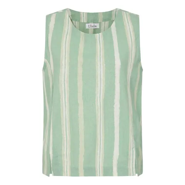 LUELLA FASHION Neutrals Paris Sleeveless Linen Top Printed - Green