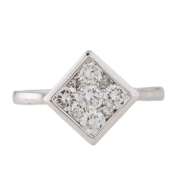 ARTISAN Diamond Cluster Square Ring In 18k Gold - White