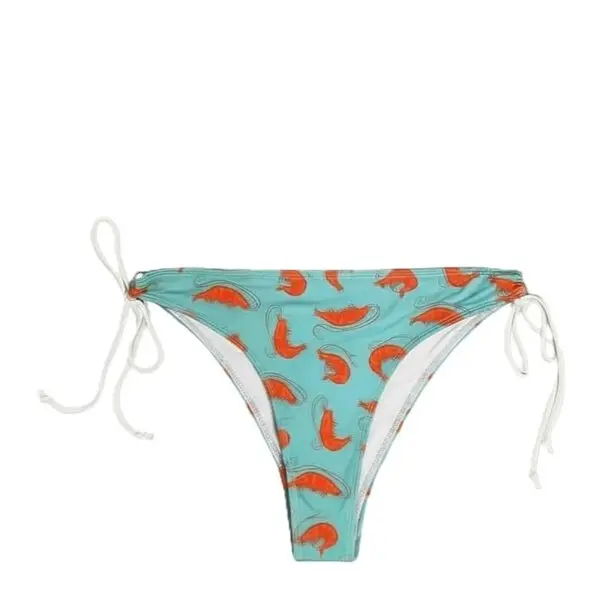 BRASINI SWIMWEAR Natalie Tie Side Bikini Bottom Shrimp Print - Blue