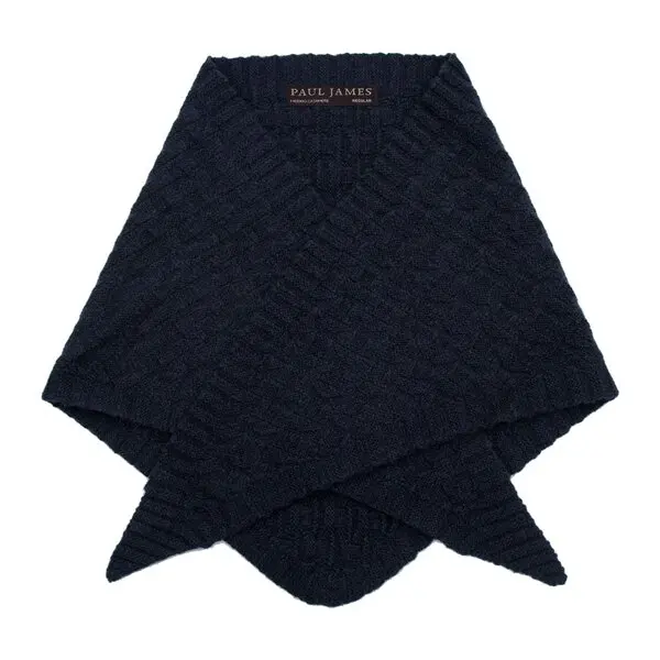 PAUL JAMES KNITWEAR Merino Cashmere Blythe Textured Triangle Scarf - Blue