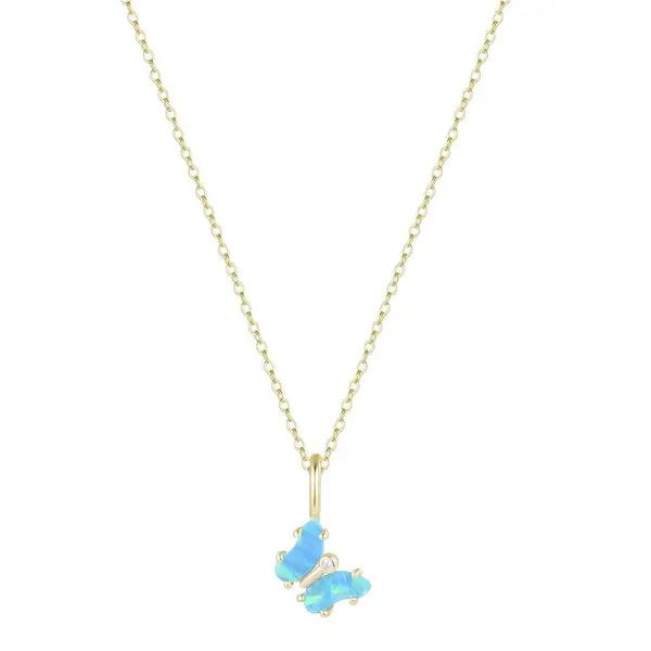 KAMARIA Mini Opal Butterfly Charm Necklace Green - Blue