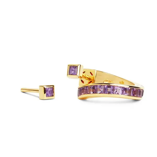 KASUN LONDON Vortex Amethyst Earrings – Gold