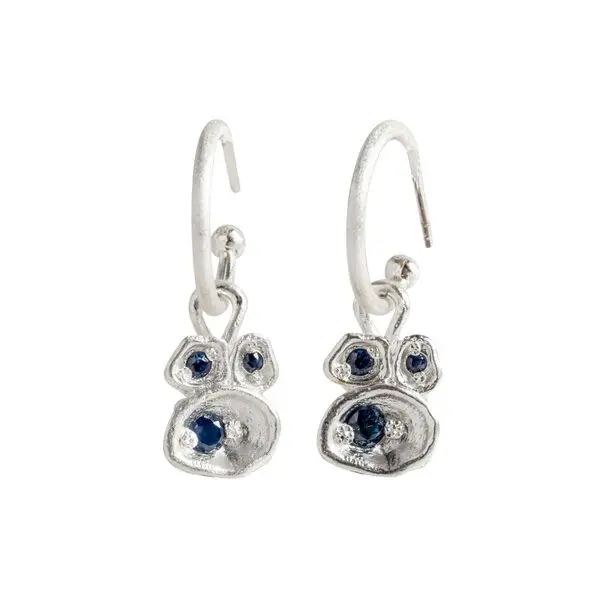 CLAIRE HILL DESIGNS Sapphire Lichen Hoop Earrings - Silver