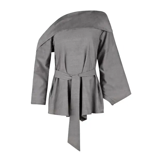 BOUTIQUE KAOTIQUE Indonesian Off The Shoulder Top - Grey