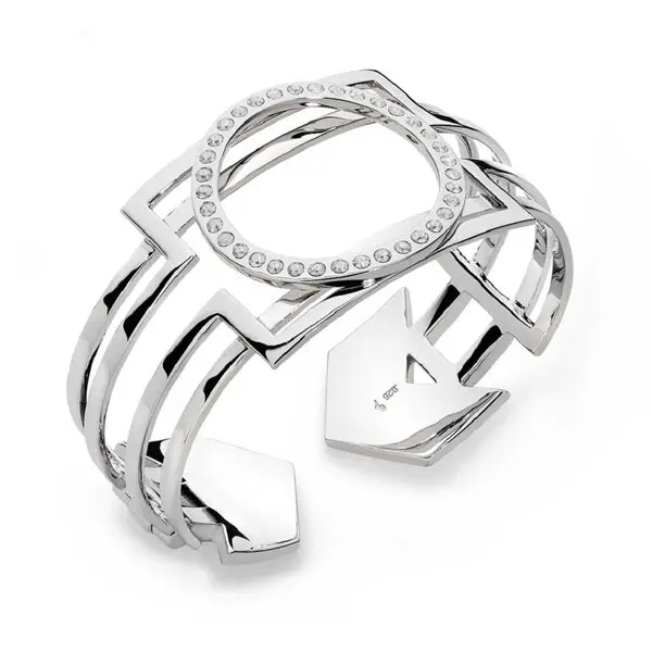 LUCY QUARTERMAINE Art Deco Hinged Bangle - Silver