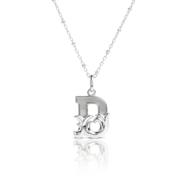 KASUN LONDON Solid D Initial Necklace With Mother Of Pearl - Silver