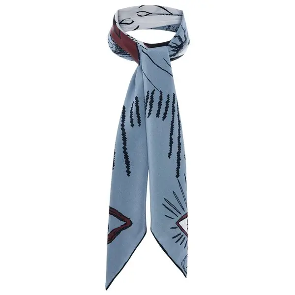 SELIN KUCUKSOZ Inner Vision Moonlight Silk Neckerchief - Blue/gray