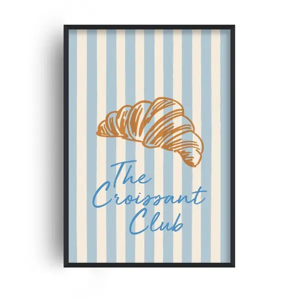 FANCLUB The Croissant Club Striped Kitchen Retro Art Print - Blue