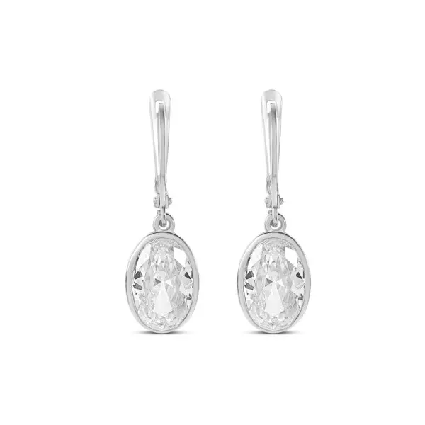 SHYMI Victorian Style Fancy Shape Drop Earrings Oval - Silver