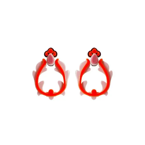 GISSA BICALHO Handmade Acrylic Earring Hoops Petals Antique - Pink