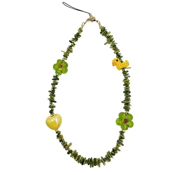 FARRA Coral Bamboo Coral With Yellow Duck Playful Phone Strap - Green