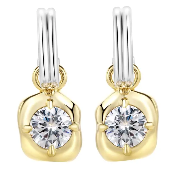 ONEWILDONE Gold / Silver Drip Drop Hoop Earrings With Brilliant Cut Stones - Gold/silver