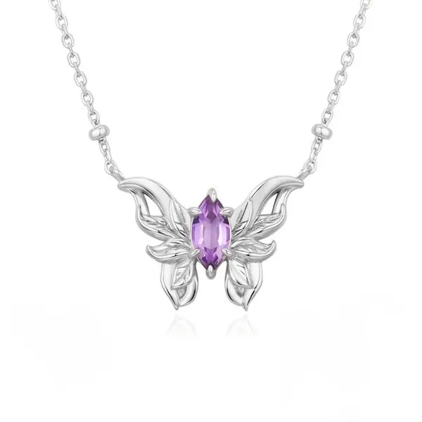 AZURA JEWELRY NEW YORK Sylphae Fairie Amethyst Necklace White Gold Vermeil - Silver