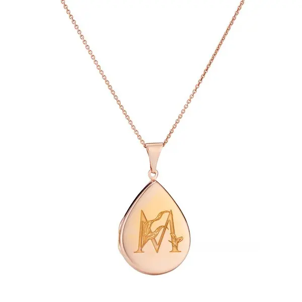 POSH TOTTY DESIGNS Plated Floral Engraved Initial Locket Necklace - Gold