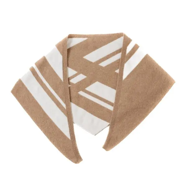MÀIRI M MACLEOD White / Brown Doli Haar Large Triangle Scarf Camel/white Cashmere - White/brown