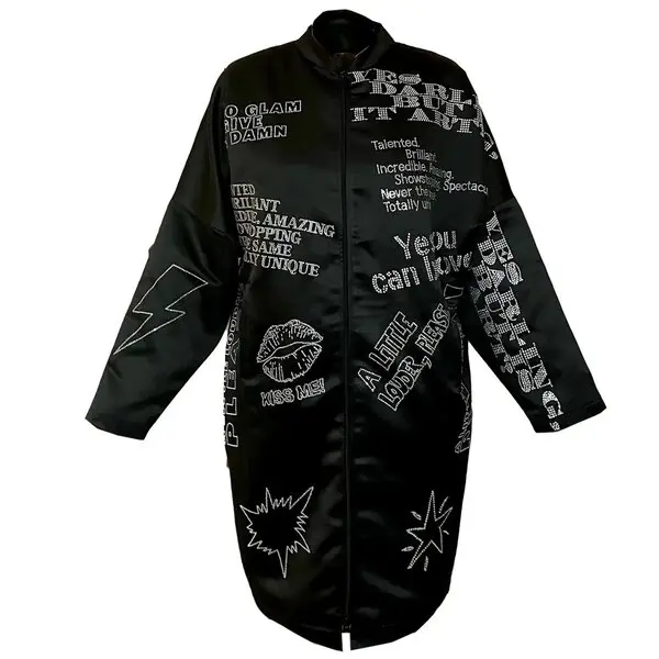 MAXJENNY Black / Silver Festive Coat Black With Swarovski Details - Black/silver