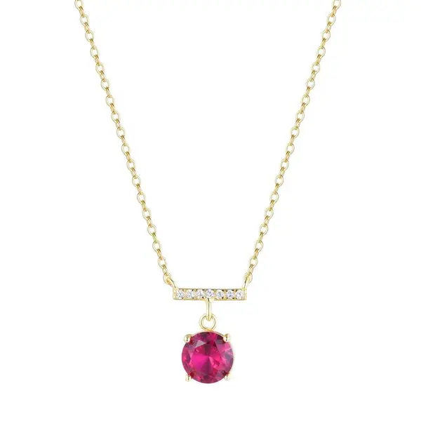 KAMARIA Birthstone Solitaire & Crystal Bar Necklace July - Red