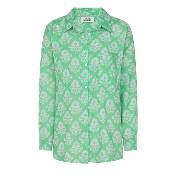 LUELLA FASHION Neutrals Porto Cotton Shirt Printed Pattern - Green