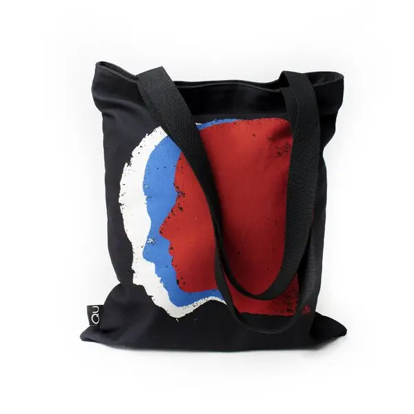 QU Colored Heads Canvas Tote Bag - Black