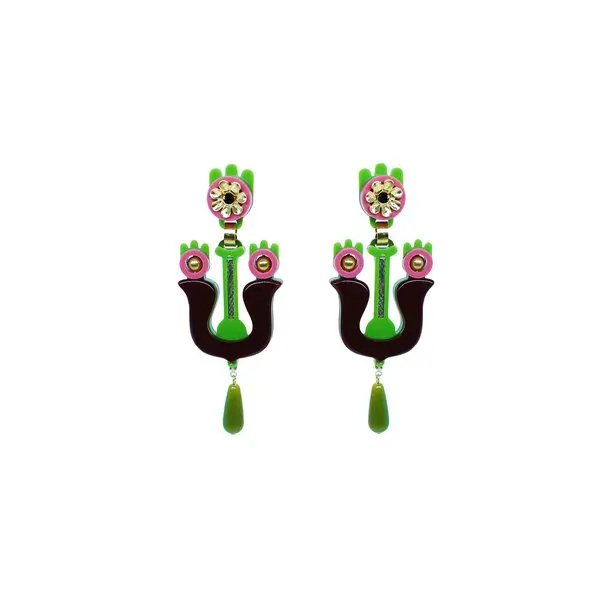 GISSA BICALHO Handmade Acrylic Earring Flamboyant - Pink
