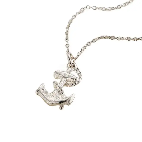 POSH TOTTY DESIGNS Rope And Anchor Charm Necklace - Silver