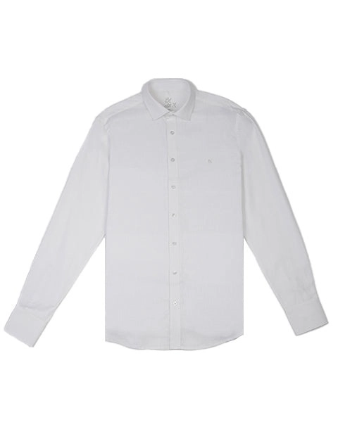 EIGHT X Classic Linen Long Sleeve Button Down Shirt - White