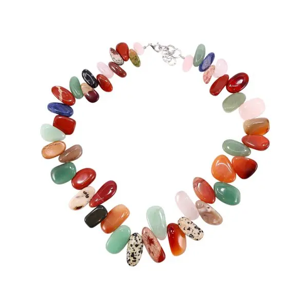 MINERALGEMS ✩ STUDIO Agate, Jasper & Quartz Gemstone Necklace - Orange