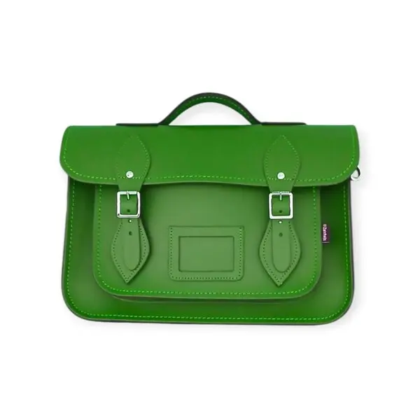 ZATCHELS Classic Handmade Leather Satchel 13 Inch - Green