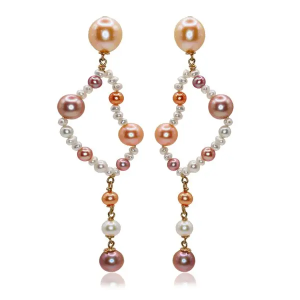 MARQUISE SWIM Earrings Sculpture Gold & Multicolour Pearl - Yellow