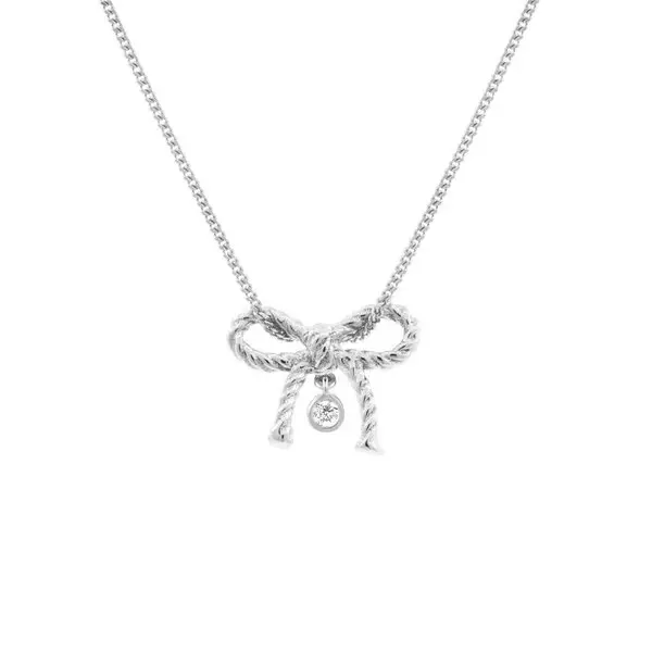 LEE RENEE Diamond Bow Necklace - Silver