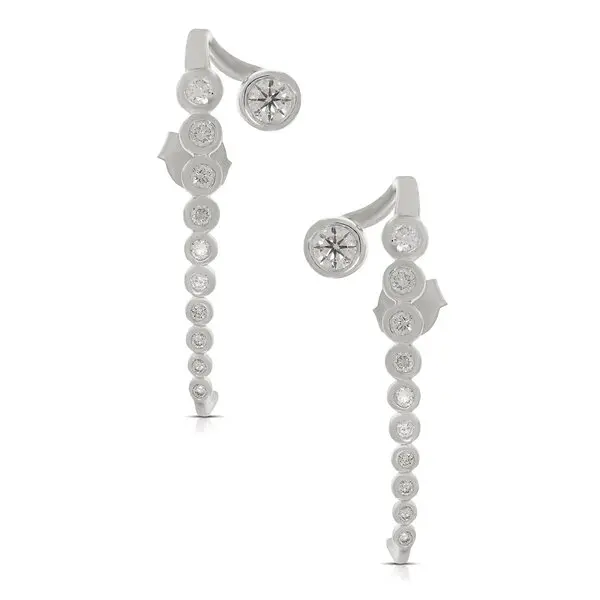 ARTISAN Diamond Ear Climber Earrings In 14k Gold - White