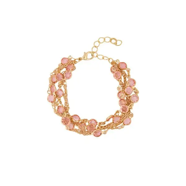Saachi Glass Multi Layer Bracelet - Pink
