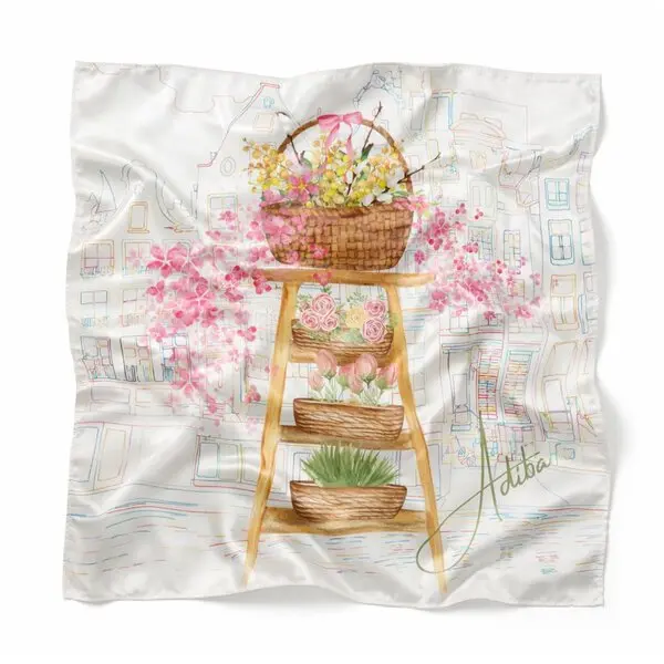ADIBA The Rosé Garden Bag Hair Scarf - Pink