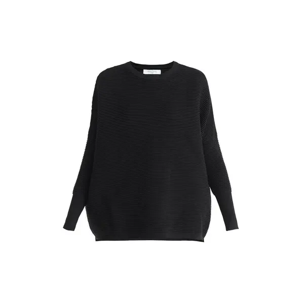 PAISIE Ribbed Jumper - Black