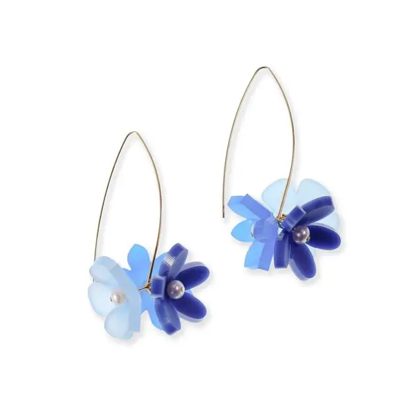 BY CHAVELLI Flowerball Dangly Earrings - Blue