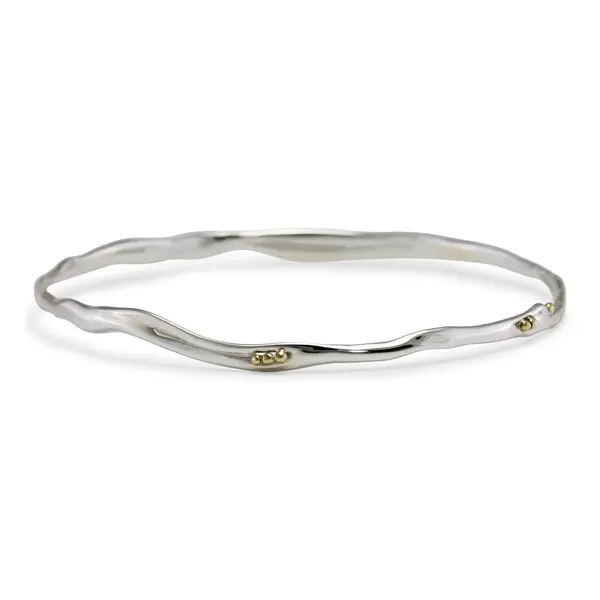 ISLA SILVER Elegant Sterling Bangle With Brass Pips - Silver