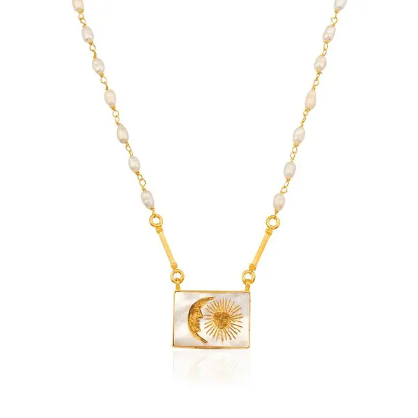 ECE LONDON Gold / White The Moon And The Sun Necklace - Gold/white