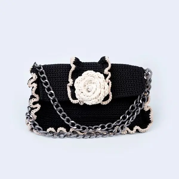 SIBYLLA DELPHICA Handwoven Raffled Handbag Ophelia - Black