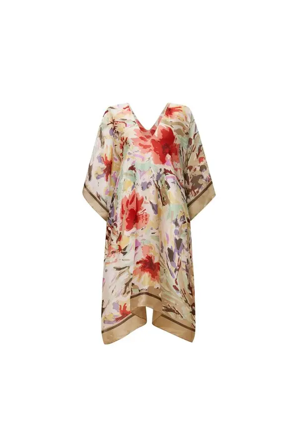 JAMES LAKELAND Beige Floral Mosaic Kaftan - Brown