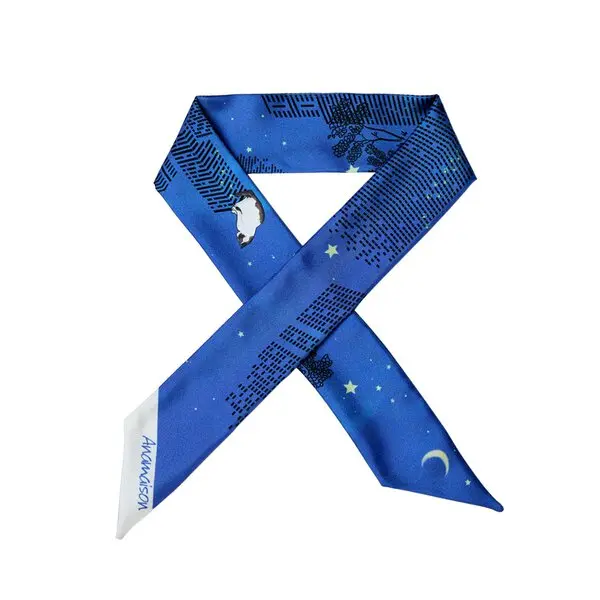 ANAMAISON Kitty In The City Twilly Scarf - Blue
