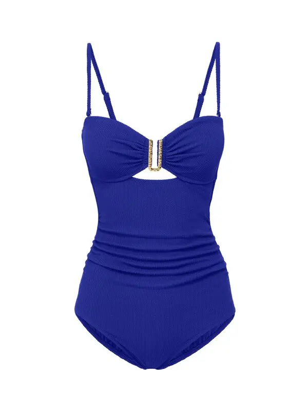CHANGE OF SCENERY Lisa Embellished One Piece In Iris Texture - Blue