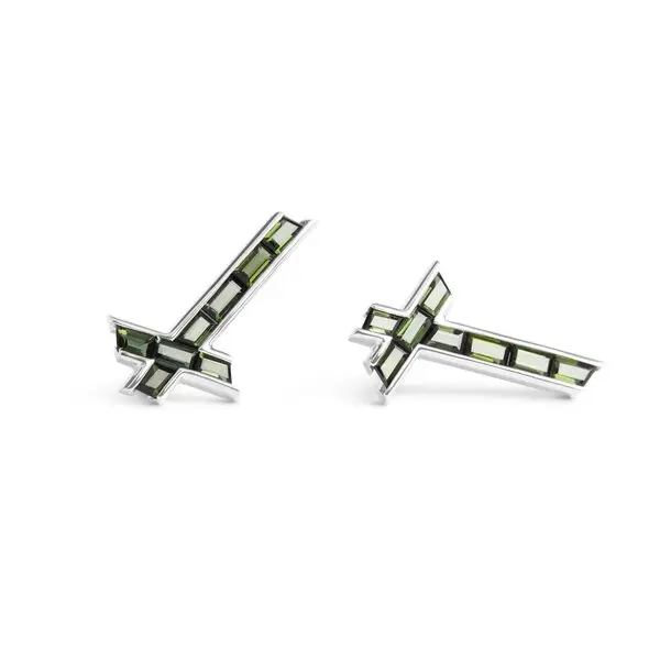 KASUN LONDON Silver / Green Lucky Star Earrings October Tourmaline Silver - Silver/green
